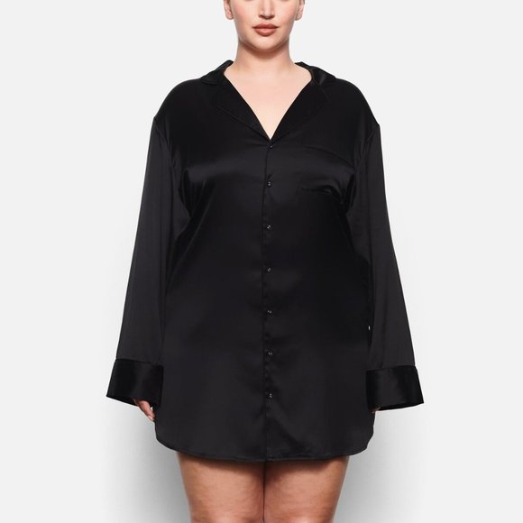 SKIMS | Intimates & Sleepwear | Skims Silk Buttonup Night Dress Soot ...